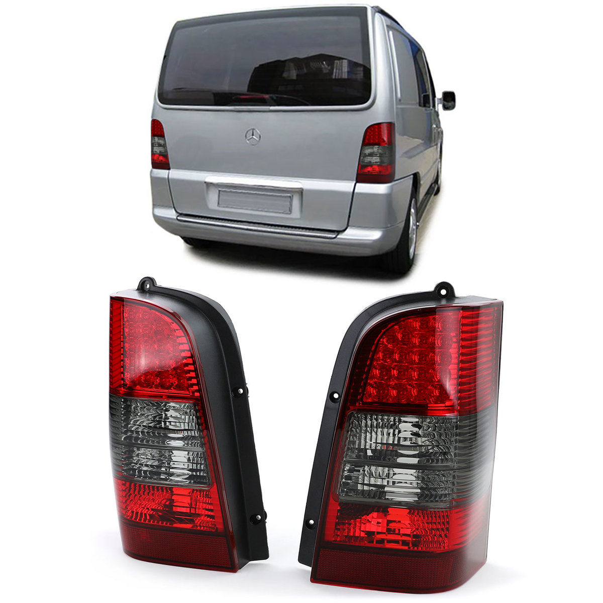 LED TAIL LIGHTS RED SMOKE fits MERCEDES VITO V-KLASA W638 96-03 in ...