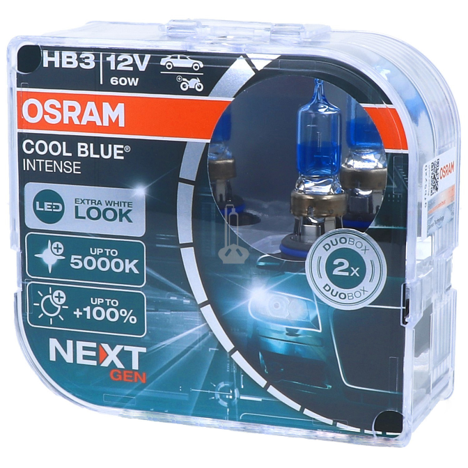 OSRAM Cool Blue Intense HB3 +100% (NEXT GEN) Extra White (LED look) Car ...