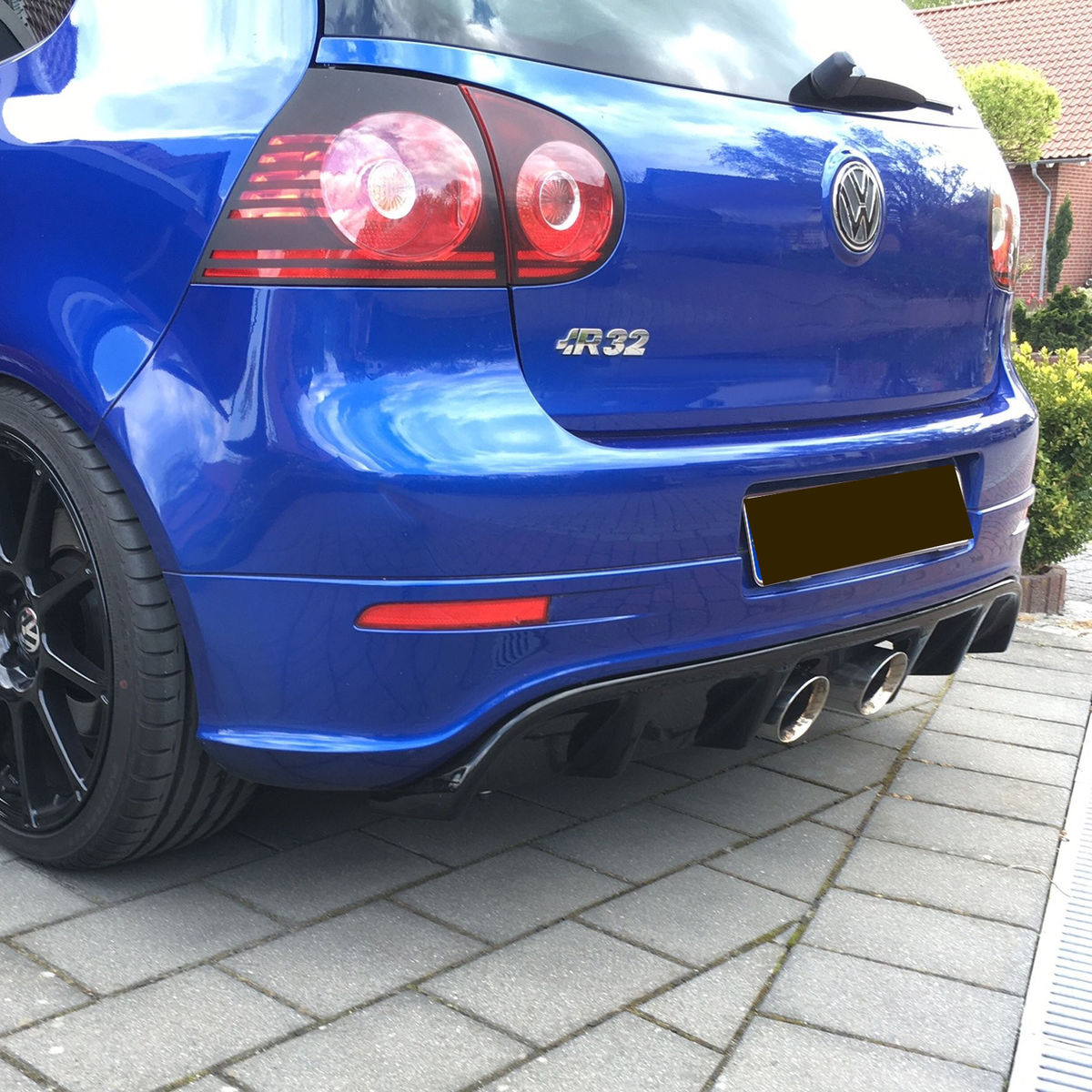 R32 Performance Black Gloss Rear Bumper diffuser addon For VW Golf V ...