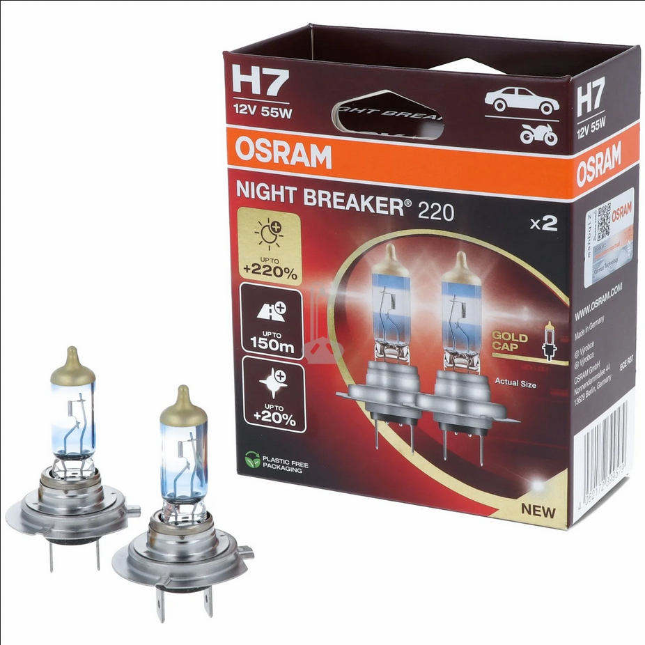OSRAM Night Breaker 220 - H7 +220% Xenon White Car Bulbs (2 Bulbs) in ...